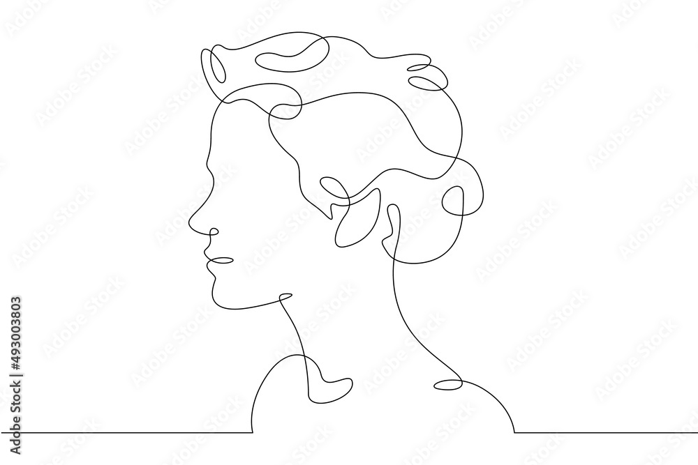 Continuous one line drawing sketch design illustration.Portrait of the ...