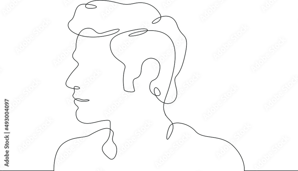Continuous one line drawing sketch design illustration.Portrait of the ...