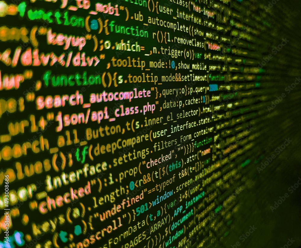 Futuristic source code digital data telemetry motion graphic display ...