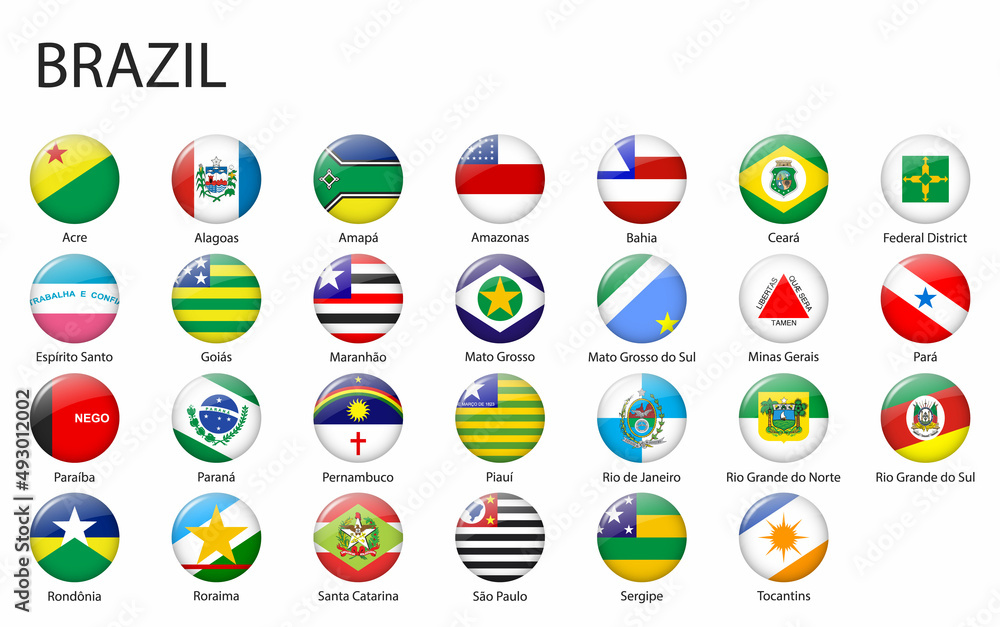 all Flags of states of Brazil. Stock Vector | Adobe Stock