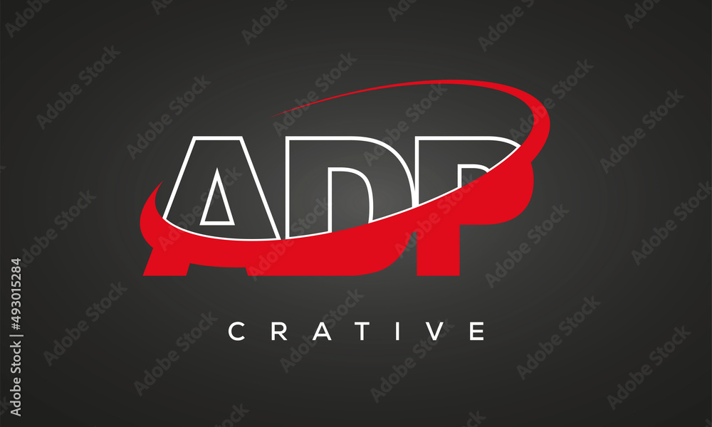 ADP creative letters logo with 360 symbol vector art template design ...