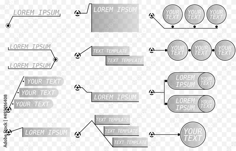 Set of vector digital callouts. PNG text callouts. Information panel ...