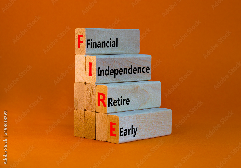 FIRE financial independence retire early symbol. Concept words FIRE ...