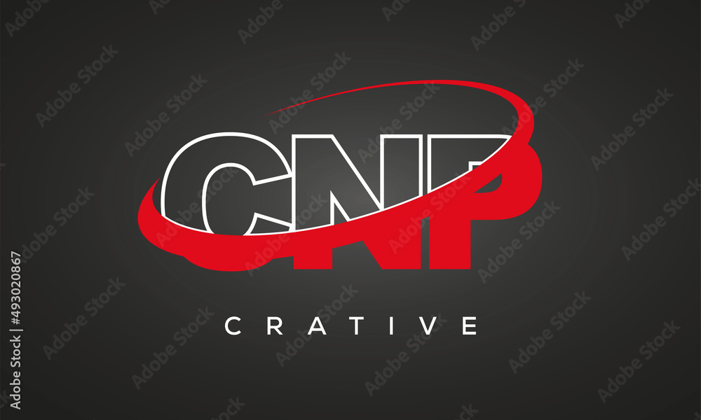 CNP creative letters logo with 360 symbol vector art template design ...