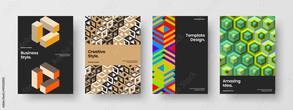 Isolated geometric shapes pamphlet template collection. Abstract ...