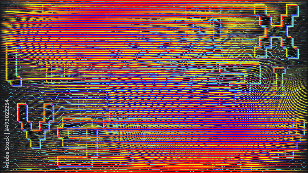 Glitch distorted geometric background . Modern art design . Noise ...
