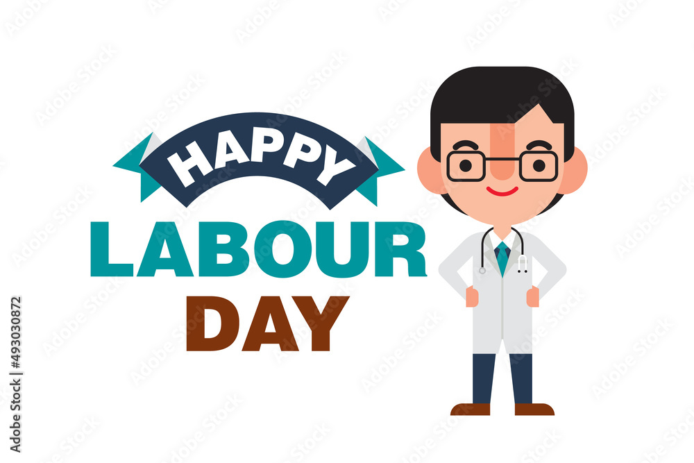 Happy labour day with flat design doctor character Stock Vector | Adobe ...