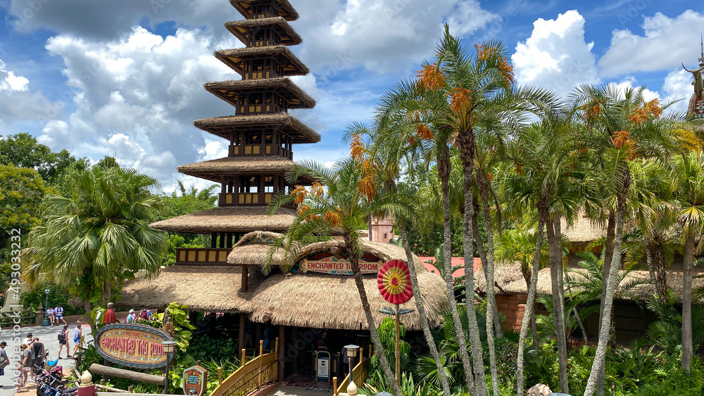 The Enchanted Tiki Room show building in Adventureland in Magic Kingdom ...