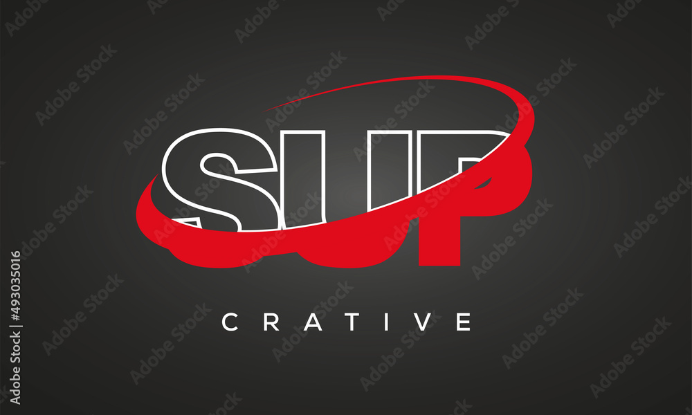 SUP creative letters logo with 360 symbol vector art template design ...