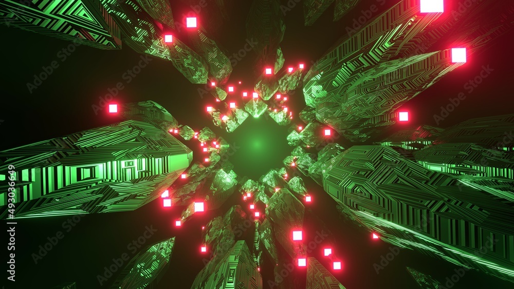 3D Rendering. Abstract technology big data background concept. Motion ...