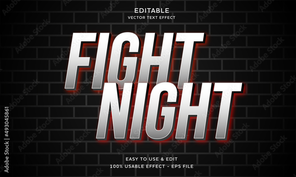 fight night editable text effect with modern and simple style, usable ...