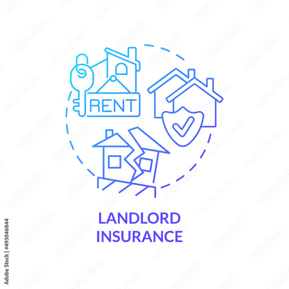 Landlord insurance blue gradient concept icon. Safety service. Type of ...