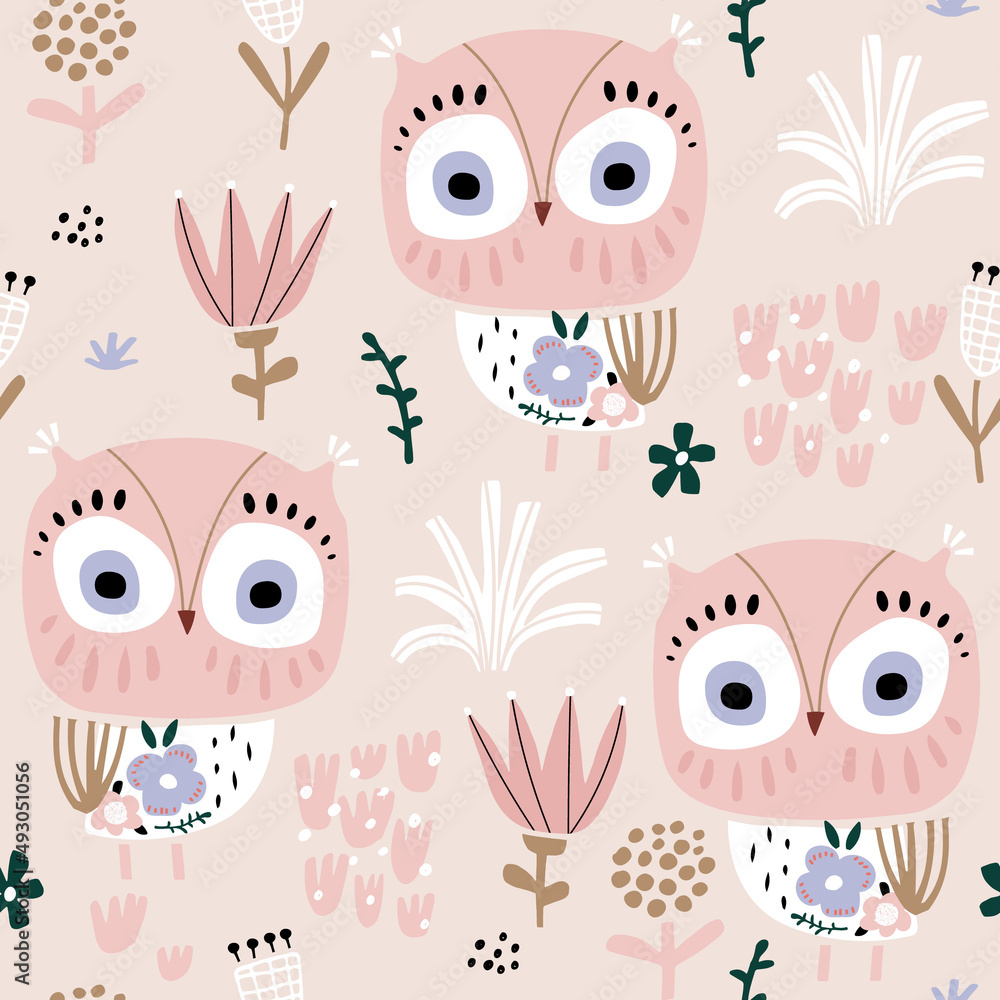 Owls Wallpaper Pink