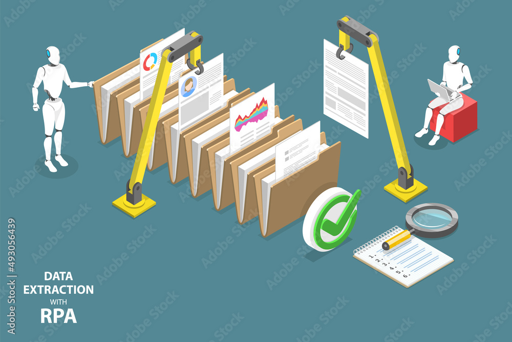 3D Isometric Flat Vector Conceptual Illustration of Data Extraction ...