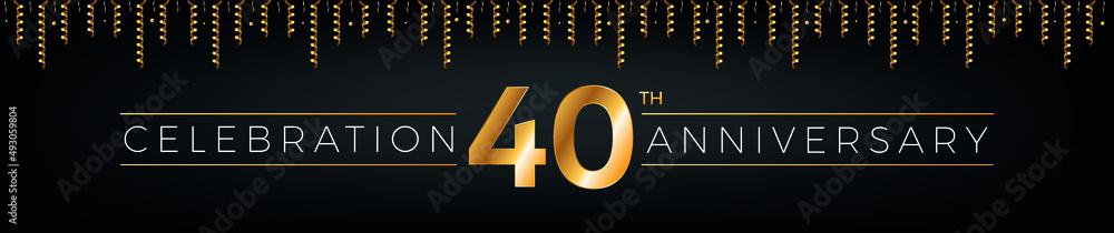 40th anniversary. Forty years birthday celebration horizontal banner ...