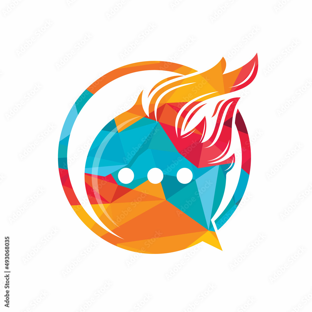 Fire chat vector logo design. Flame talk logo design. Stock Vector ...