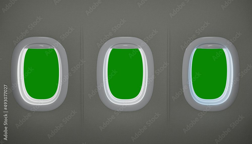 airplane windows with chroma screen - 3d illustration Stock ...