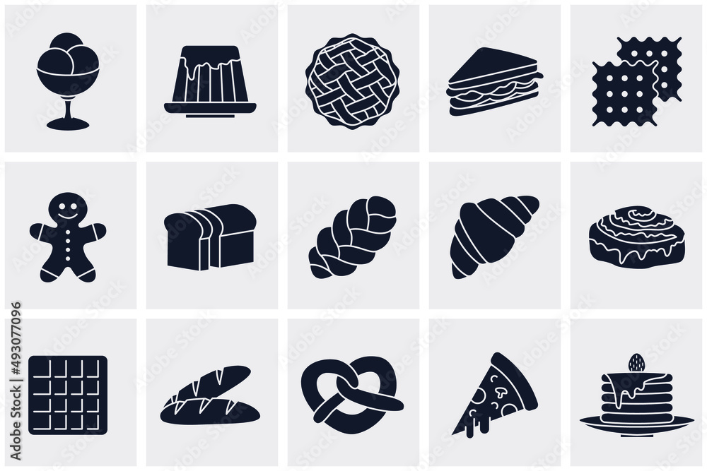 Bakery set icon symbol template for graphic and web design collection ...