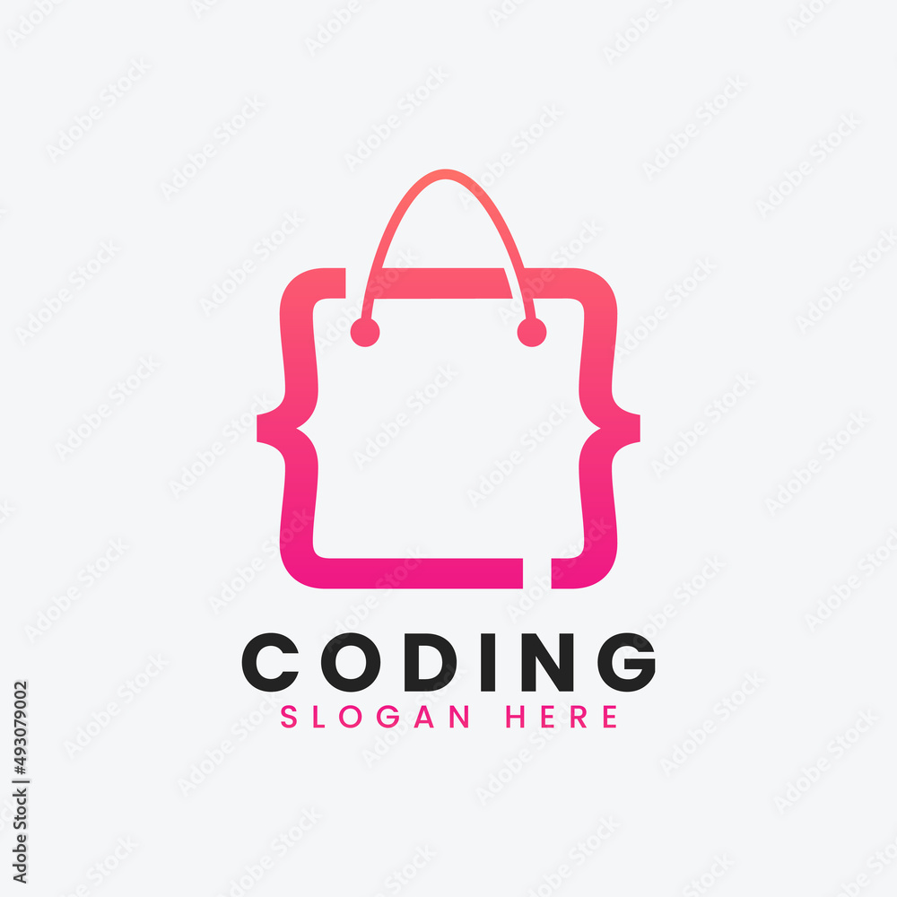 programming coding logo design, colorful gradient coding logo design ...