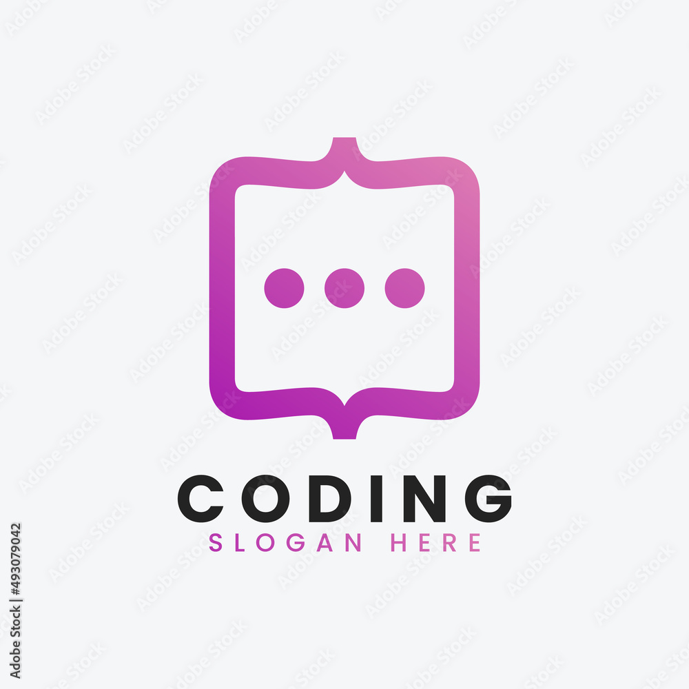 programming coding logo design, colorful gradient coding logo design ...
