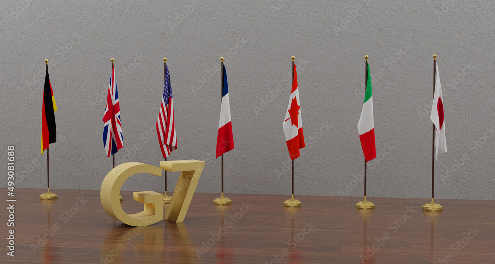 Flags of G7 countries. All official national flags of G7 Canada, France ...