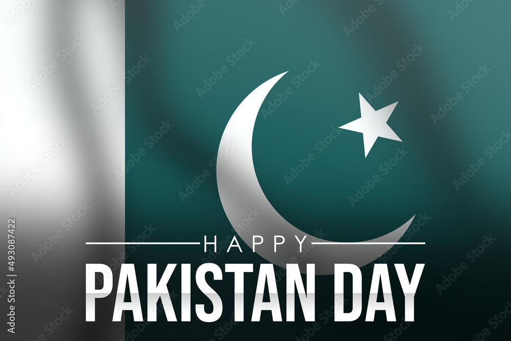 Happy Pakistan Day Graphical Background with Waving Flag and Typography ...