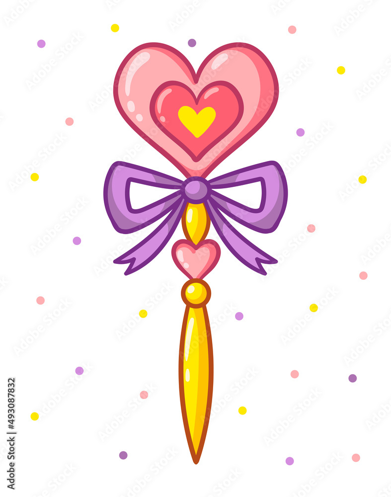Vector illustration with princess magic wand in cartoon style ...