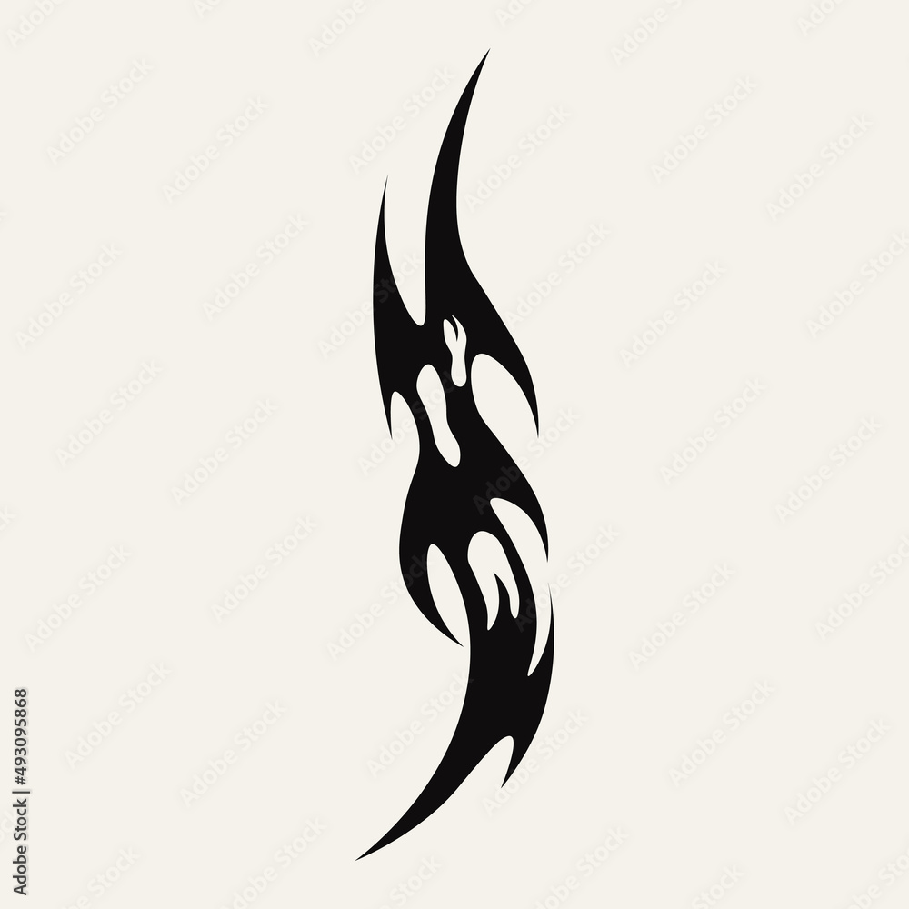 Abstract tattoo fire sketch. Artistic death metal logo design. Black ...