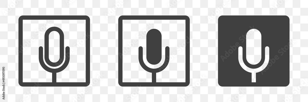 Microphone icon in three variants. A simple image of a sound record ...