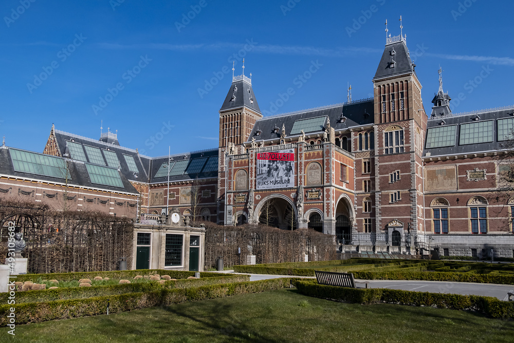 Architectural fragments of famous Rijksmuseum building (1885) in ...