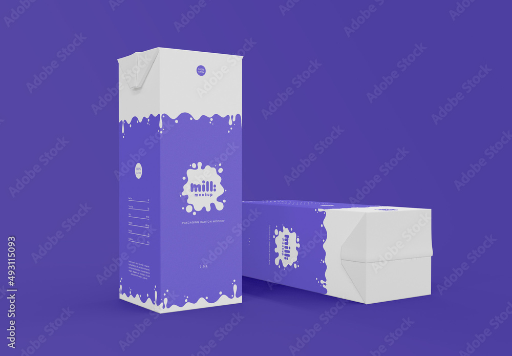 3D Milk Cardboard Mockup Stock Template | Adobe Stock