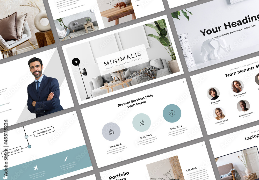 Clean Minimal Presentation Layout Stock Template | Adobe Stock