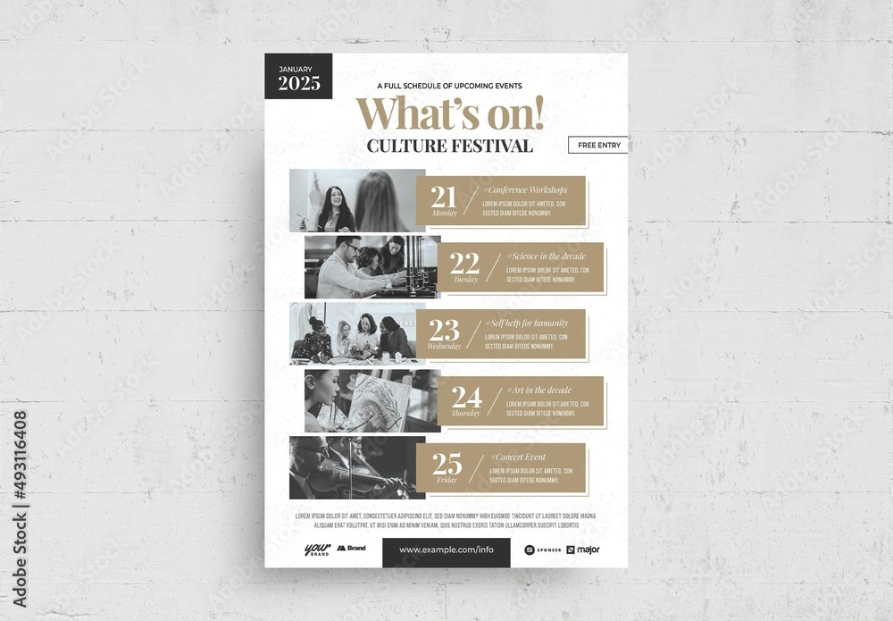 Festival Conference Whats on Event Flyer Poster Layout Stock Template ...