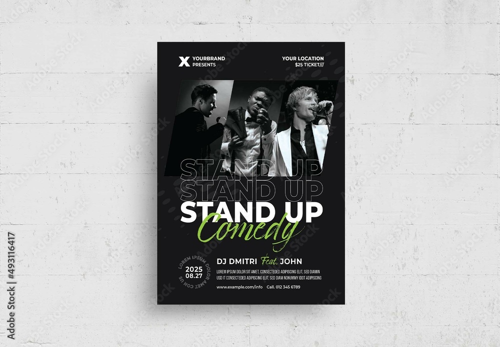Stand Up Comedy Night Multipurpose Event Flyer Poster Layout Stock ...