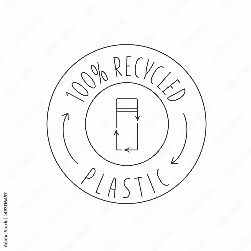 Recycled plastic logo - eco packaging icon. Vector stock illustration ...