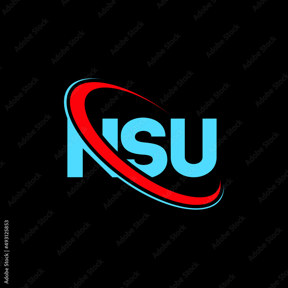 NSU logo. NSU letter. NSU letter logo design. Initials NSU logo linked ...