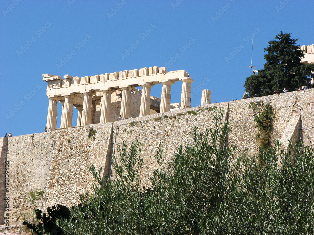 Athens, Greece - A view from below of the Acropolis of Athens ...