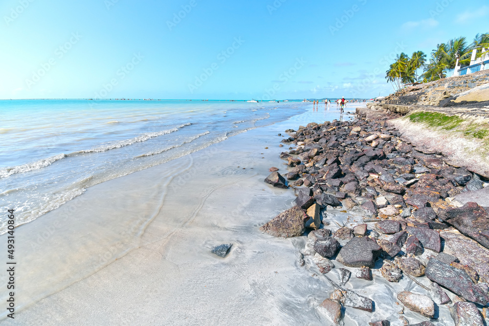 Landscape of Barra Grande beach of Maragogi AL, Brazil. Beautiful beach ...