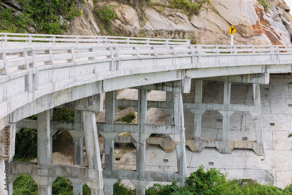 Rigid beams and columns under the bridge A beam structure with solid ...