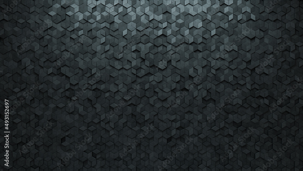 Diamond Shaped, 3D Mosaic Tiles arranged in the shape of a wall ...