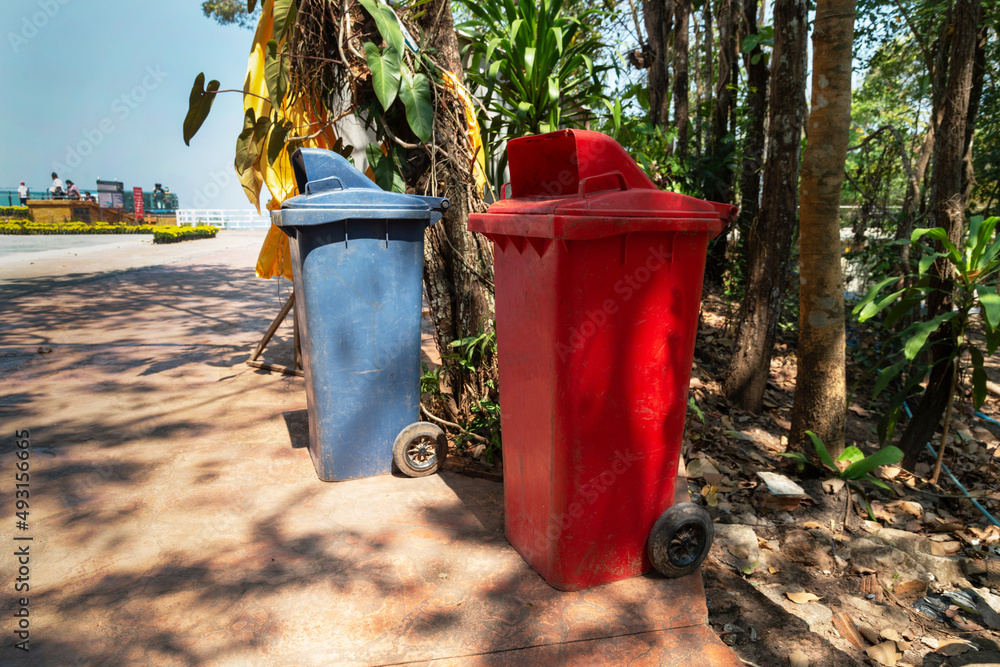 Garbage trash bins for waste segregation. Separate waste collection ...