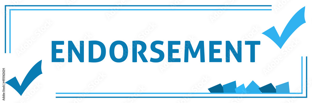 Endorsement Blue Borders Tick Marks Corner Horizontal Stock ...