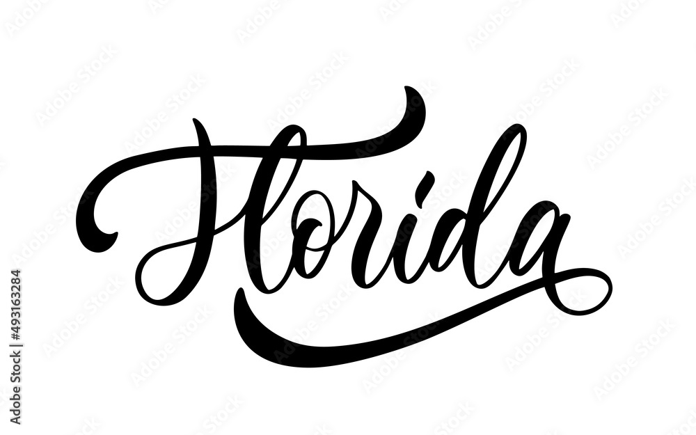 Florida hand drawn lettering. Calligraphic text isolated on white ...