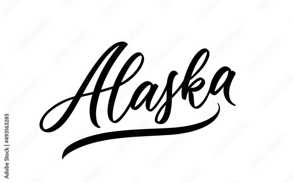 Alaska hand drawn lettering. Calligraphic text isolated on white ...