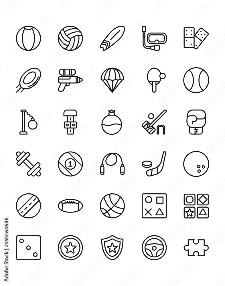 Game Icon Set 30 isolated on white background Stock Vector | Adobe Stock