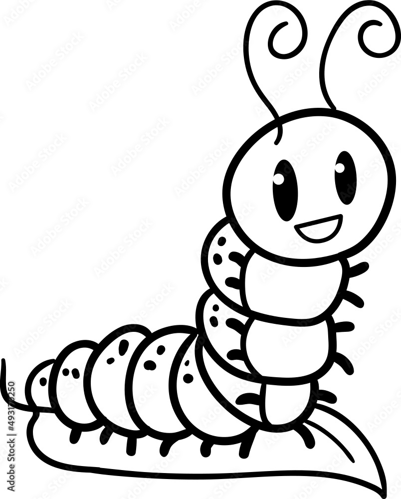 Caterpillar cartoon drawing for coloring book Stock Vector | Adobe Stock