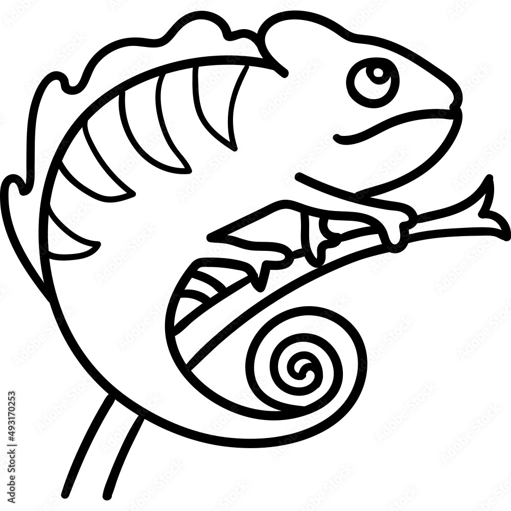 Chameleon cartoon drawing for coloring book Stock Vector | Adobe Stock