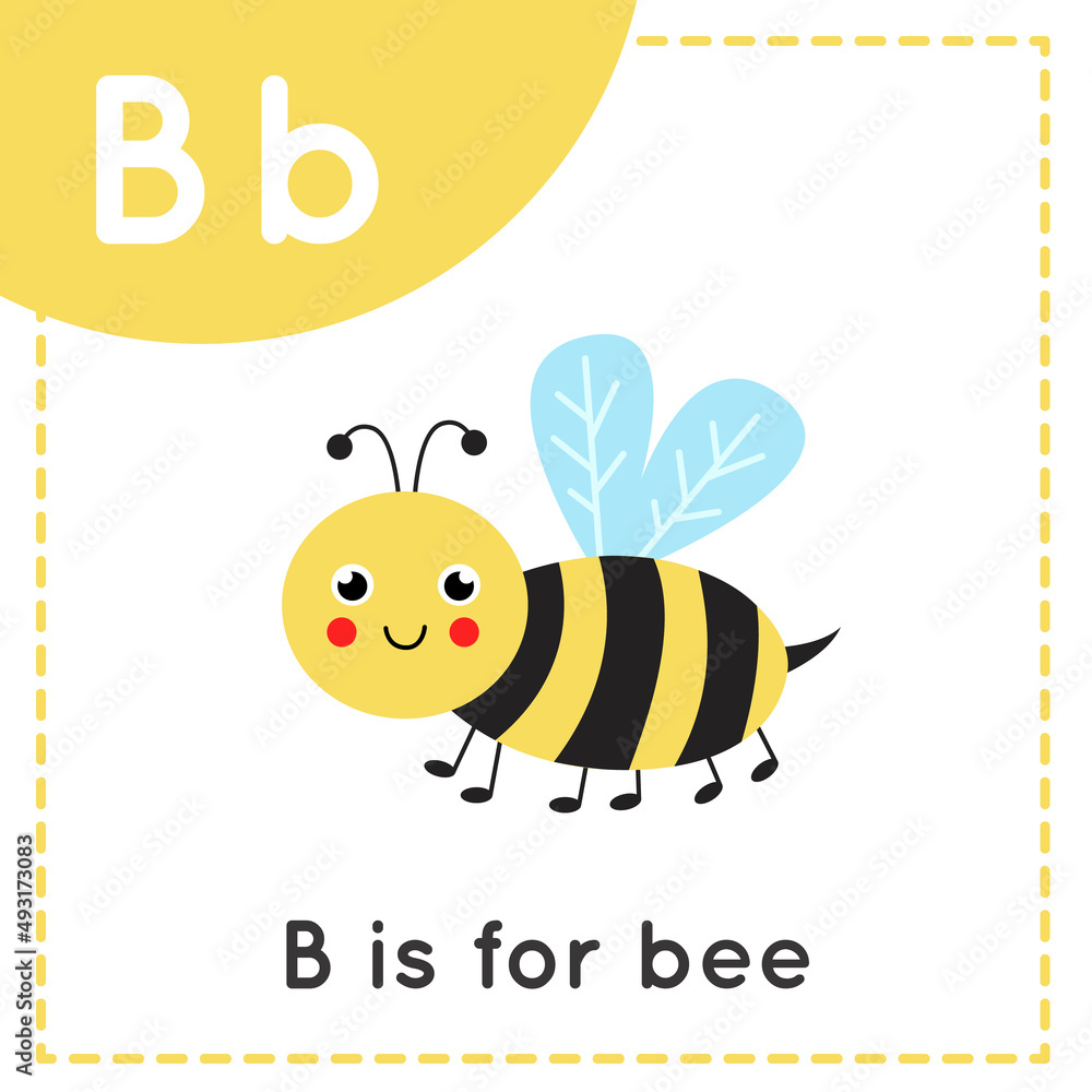 Learning English alphabet for kids. Letter B. Cute cartoon bee. Stock ...