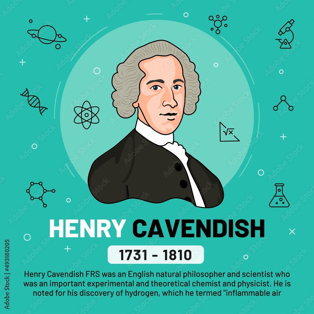 Vector illustration of famous personalities: Henry Cavendish with bio ...