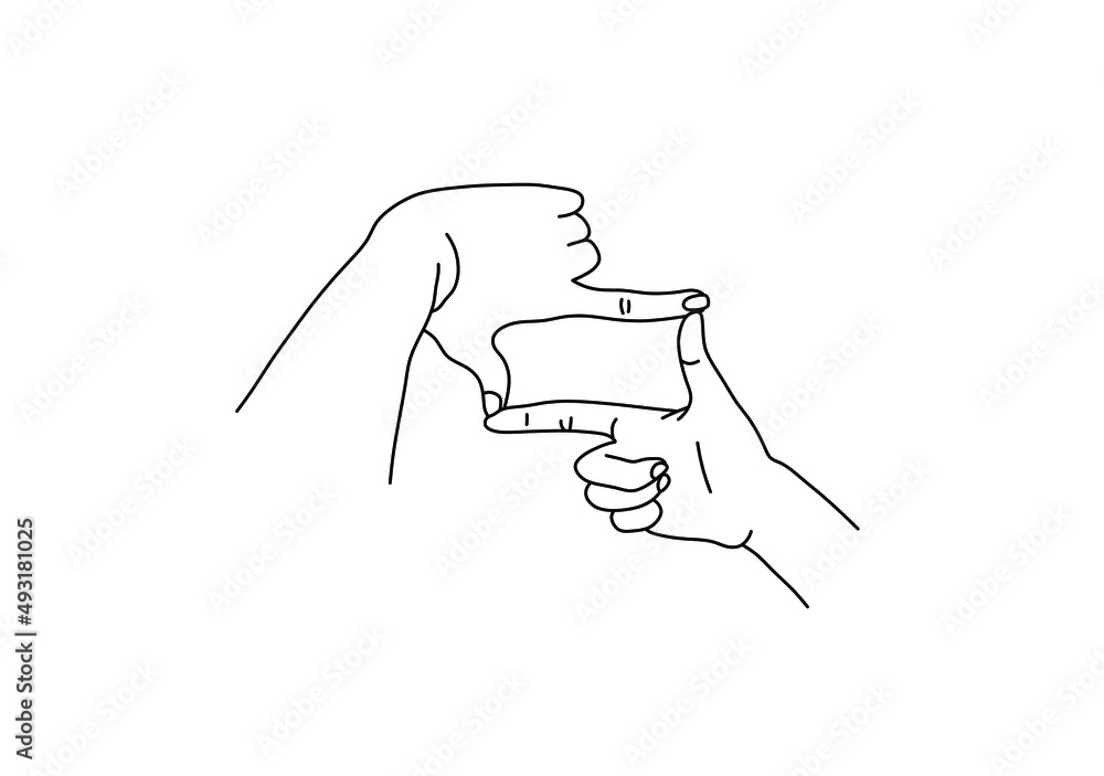 Vector isolated hand gesture rectangular finger frame colorless black ...